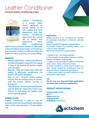 Actichem Leather Conditioner 500ml, Leather Products | The Restoration Group